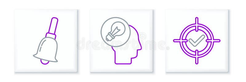 Set Line Target and Check Mark, Ringing Bell and Human Head with Lamp ...