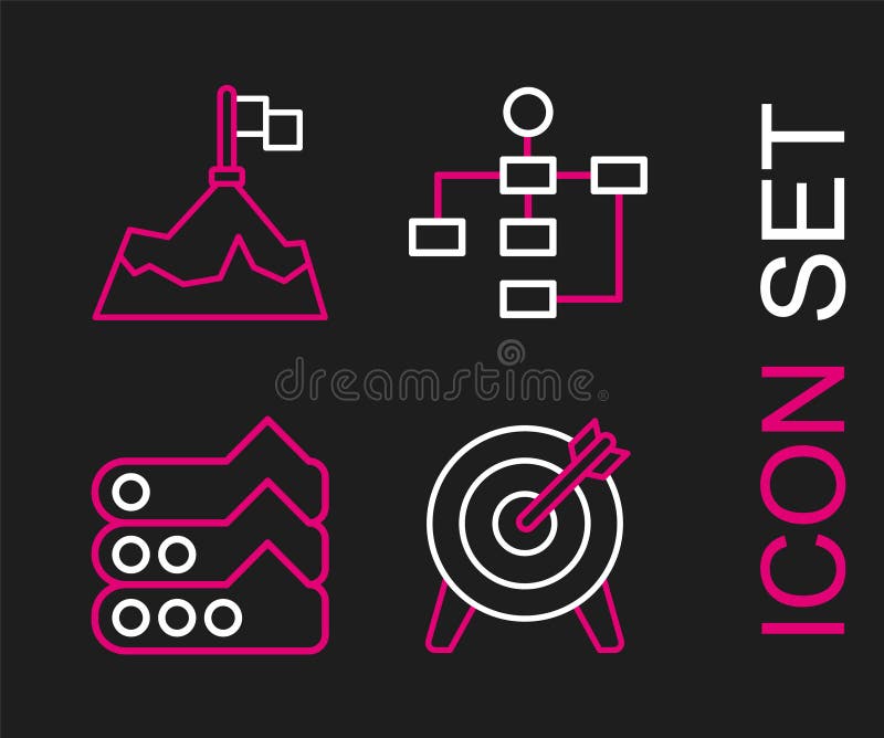 Set Line Target, Graph, Chart, Diagram, Hierarchy Organogram and ...