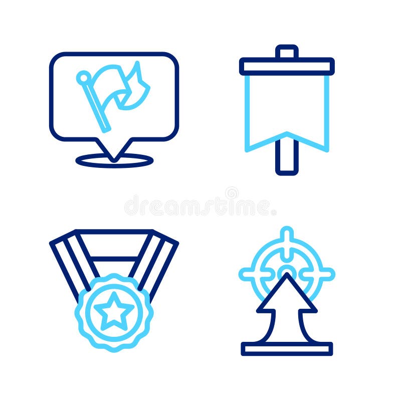 Set Line Target, Medal, Flag and Icon. Vector Stock Illustration ...