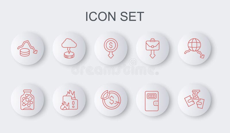 Set Line Tearing Money Banknote, Glass Jar with Coin, Dollar Rate Decrease, Prison Cell Door ...