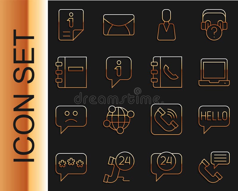 Set Line Telephone Conversation, Hello in Different Languages, Laptop ...