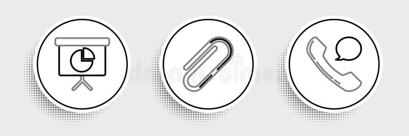 Set Line Telephone Handset and Speech Bubble Chat, Presentation ...