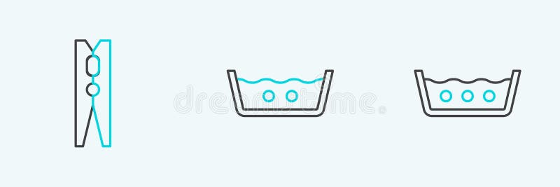 Set Line Temperature Wash, Clothes Pin and Icon. Vector Stock Vector ...