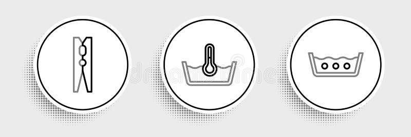 Set Line Temperature Wash, Clothes Pin and Icon. Vector Stock Vector ...