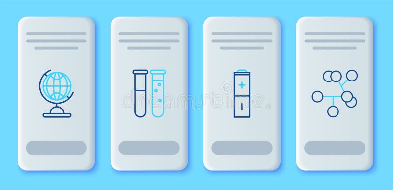 Set Line Test Tube and Flask Chemical Laboratory, Battery, Earth Globe ...