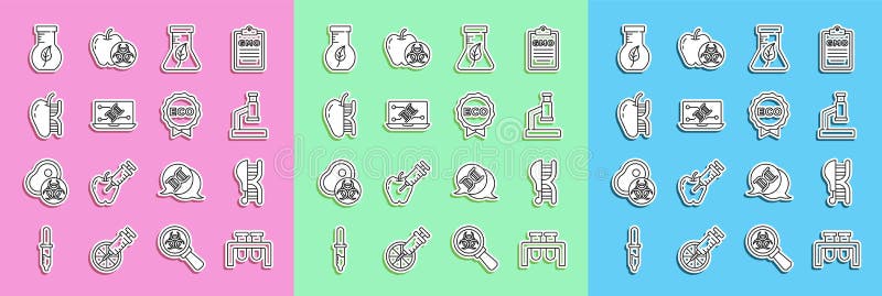 Set Line Test Tube and Flask, Genetically Modified Chicken, Microscope ...