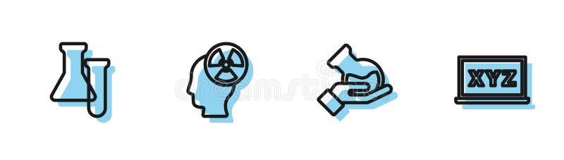 Set Line Test Tube and Flask, , Head Radiation Symbol and XYZ ... Set Line Test Tube and Flask, , Head Radiation Symbol and XYZ ...