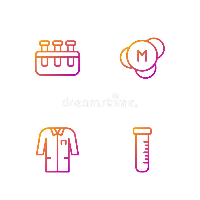 Set Line Test Tube and Flask, Laboratory Uniform, and Molecule ...