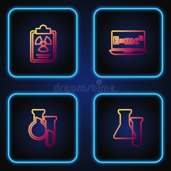 Set Line Test Tube and Flask, , Radiation Warning Document and Equation ...