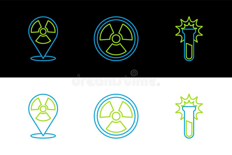 Set Line Test Tube and Flask, Radioactive in Location and Icon. Vector ...