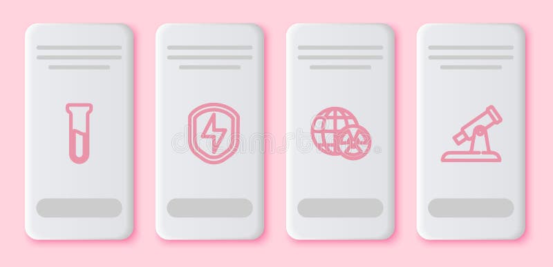 Set Line Test Tube and Flask, Secure Shield with Lightning, Planet ...