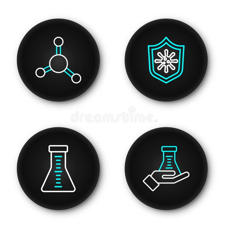 Set Line Test Tube and Flask, Shield Protecting from Virus and Molecule ...