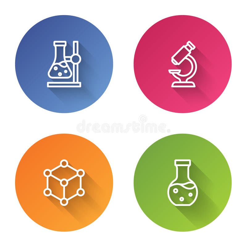 Set Line Test Tube Flask on Stand, Microscope, Molecule and . Color ... Set Line Test Tube Flask on Stand, Microscope, Molecule and . Color ...