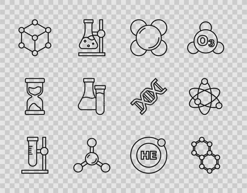 Set Line Test Tube Flask on Stand, Molecule, Helium and Atom Icon ... Set Line Test Tube Flask on Stand, Molecule, Helium and Atom Icon ...