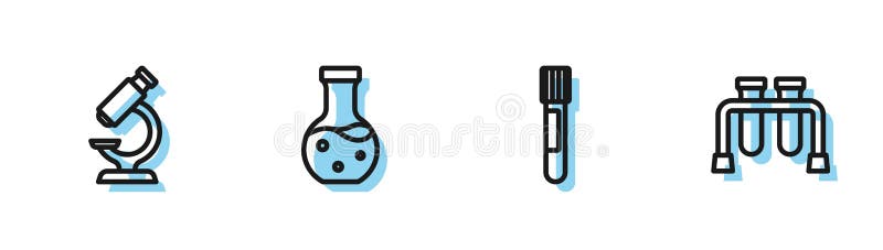Set Line Test Tube, Microscope, and Icon. Vector Stock Vector ...