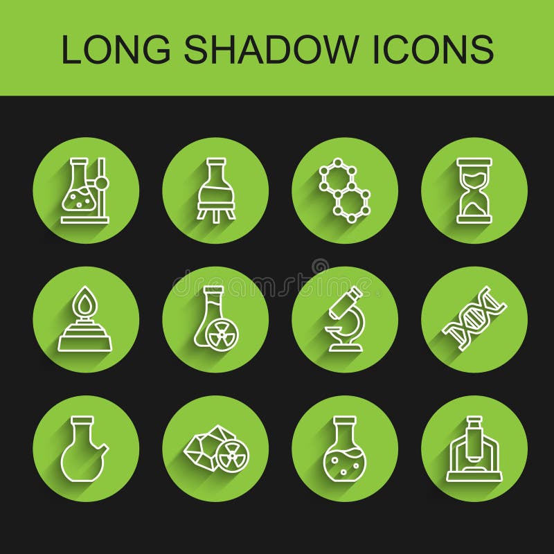 Set Line Test Tube, Radioactive, Flask on Stand, Microscope, with Toxic ...