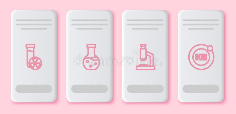 Set Line Test Tube with Toxic Liquid, Microscope and Helium. White ...