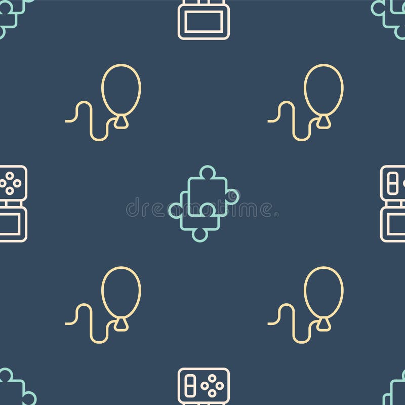 Set Line Tetris Electronic Game, Balloons and Puzzle Pieces Toy on ...