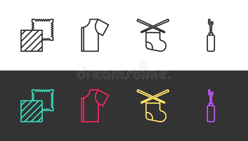 Set Line Textile Fabric Roll, Sewing Pattern, Knitting Needles and Awl ...