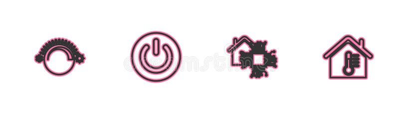 Set Line Thermostat, Smart Home, Power Button and House Temperature ...