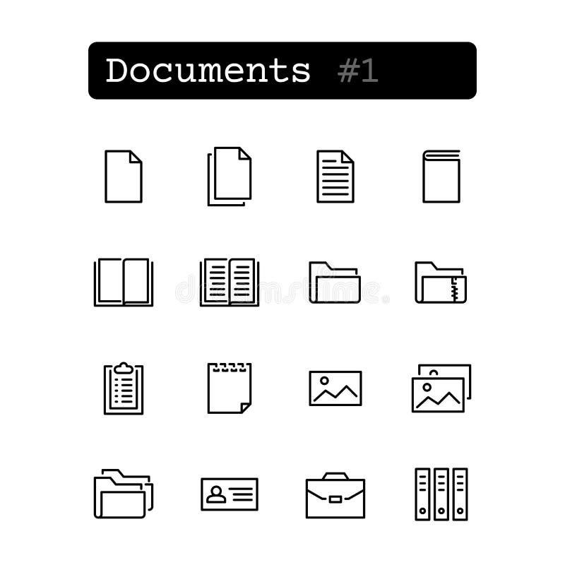 Set line thin icons stock vector. Illustration of document - 58066588