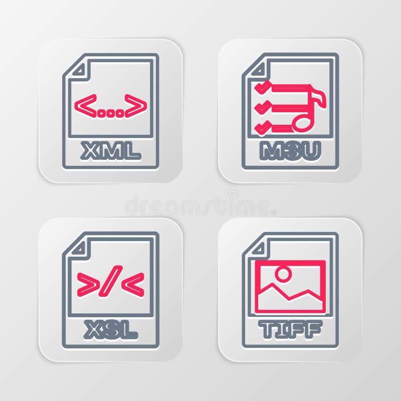 Set Line TIFF File Document, XSL, M3U and XML Icon. Vector Stock ... Set Line TIFF File Document, XSL, M3U and XML Icon. Vector Stock ...