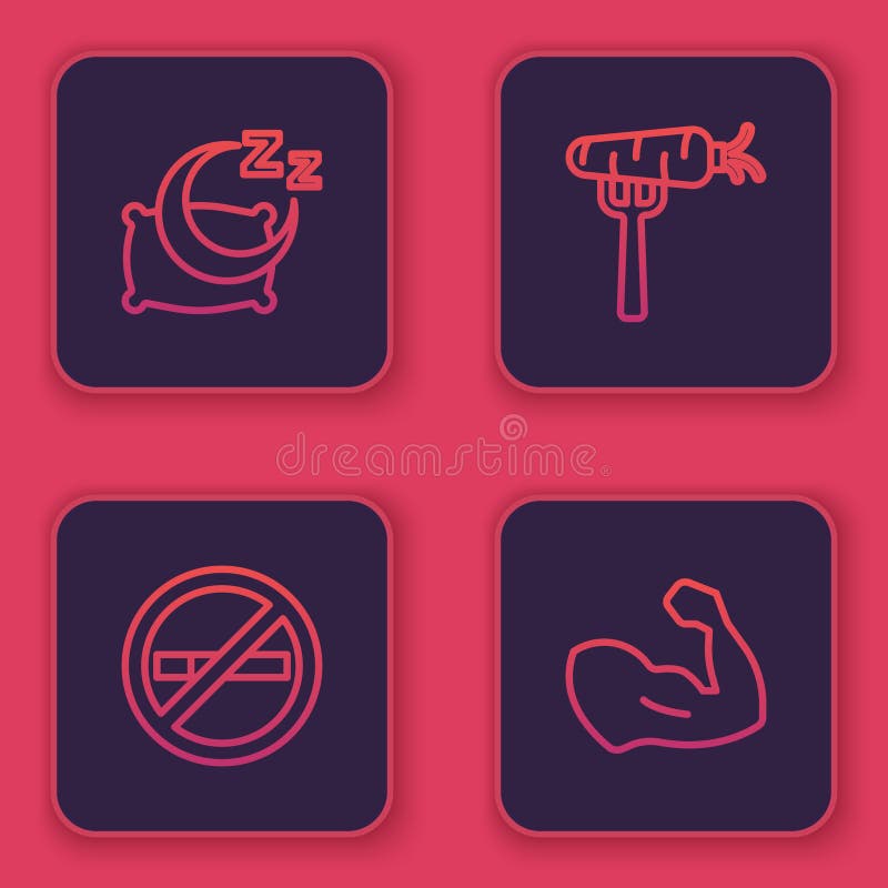 Set Line Time To Sleep, No Smoking, Carrot on Fork and Bodybuilder ...