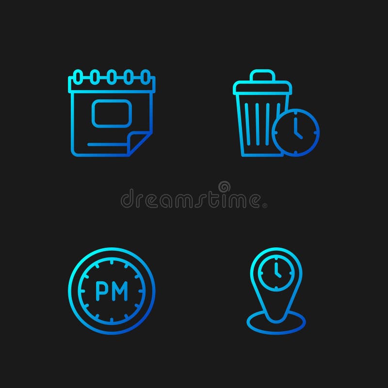Set Line Time Zone Clocks, Day Time, Calendar and Waste of. Gradient ...