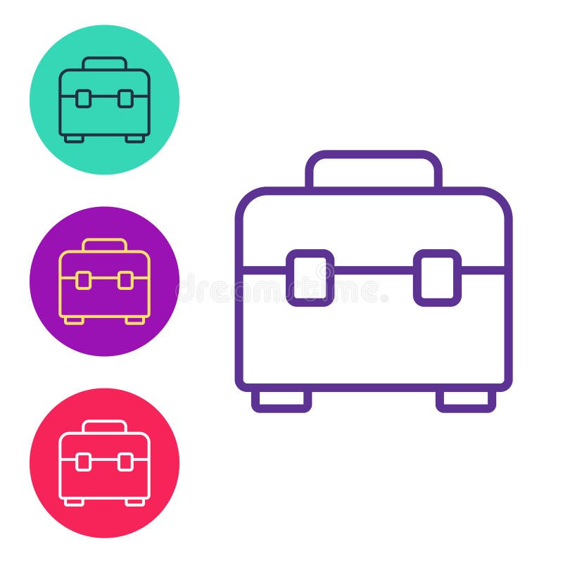 Set Line Toolbox Icon Isolated on White Background. Tool Box Sign. Set ...