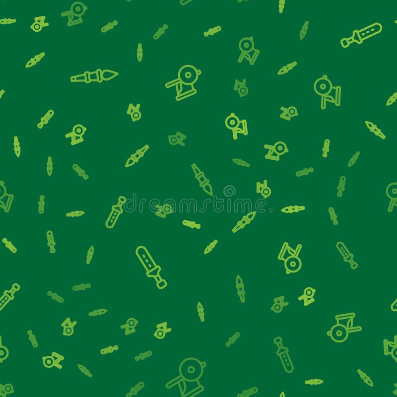 Set Line Torch Flame, Medieval Sword and Ancient Chariot on Seamless ...