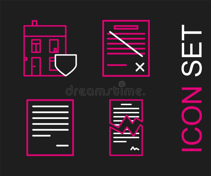Set Line Torn Contract, Document, Delete File Document and House with ... Set Line Torn Contract, Document, Delete File Document and House with ...