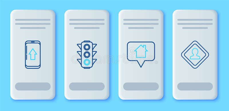 Set Line Traffic Light, Map Pointer with House, Infographic of City Map ...