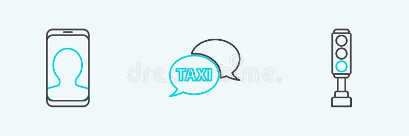 Set Line Traffic Light, Taxi Call Telephone Service and Icon. Vector ...