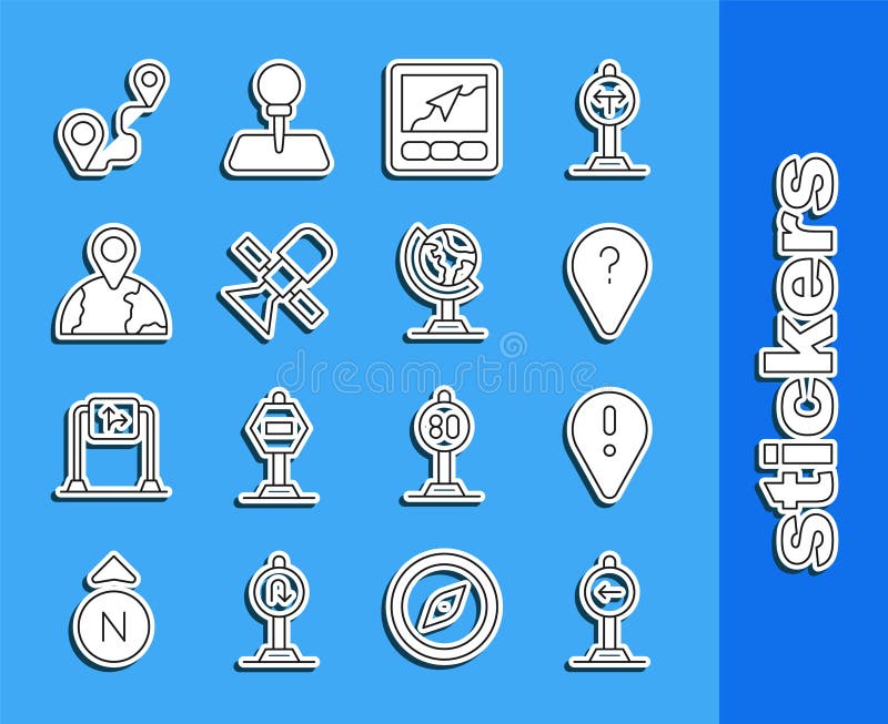 Set Line Traffic Sign Turn Left, Location with Exclamation Mark ...