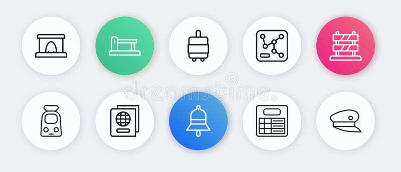 Set Line Train Station Bell, End of Railway Tracks, and, Board, Railway ...