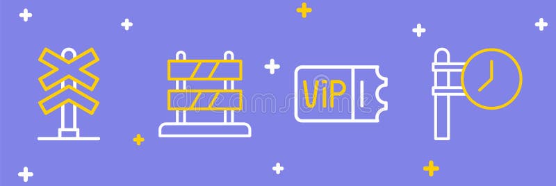 Set Line Train Station Clock, Ticket, End of Railway Tracks and ...