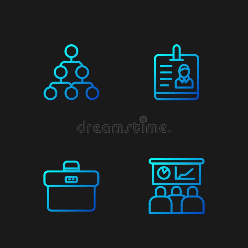 Set Line Training, Presentation, Briefcase, Hierarchy Organogram Chart ...