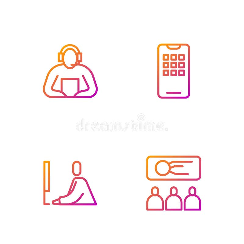 Set Line Training, Presentation, Student Working Laptop, and Mobile ...