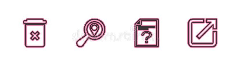 Set Line Trash Can, Unknown Document, Search Location and Open in New ... Set Line Trash Can, Unknown Document, Search Location and Open in New ...