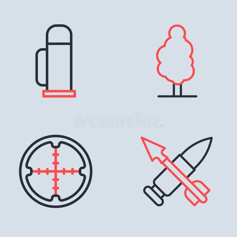 Set Line Tree, Sniper Optical Sight, Crossed Bullet with Arrow and ...