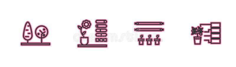 Set Line Trees, Smart Farm with Bulb and Plant, Flower Status and ...