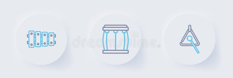 Set Line Triangle, Drum and Xylophone Icon. Vector Stock Illustration ...
