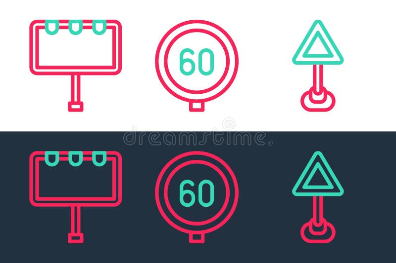 Set Line Triangle Warning Blank, Billboard with Lights and Speed Limit ...