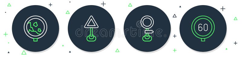Set Line Triangle Warning Blank, Road Traffic Sign, Rockfall and Speed ...