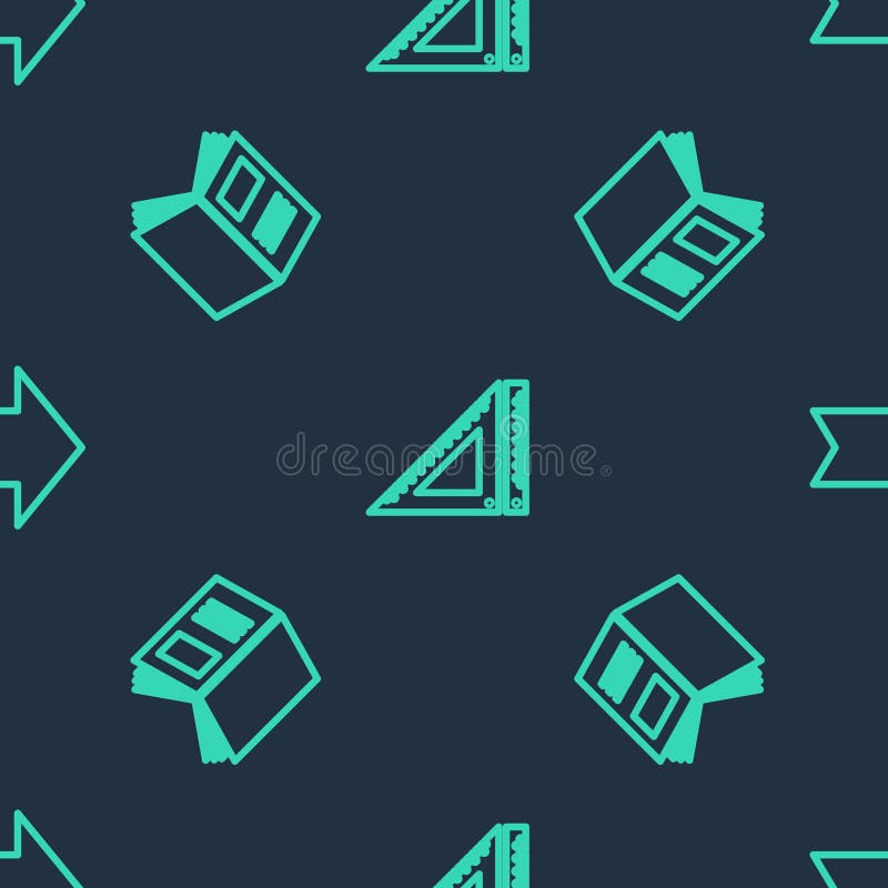 Set Line Triangular Ruler, Open Book and Arrow on Seamless Pattern ... Set Line Triangular Ruler, Open Book and Arrow on Seamless Pattern ...