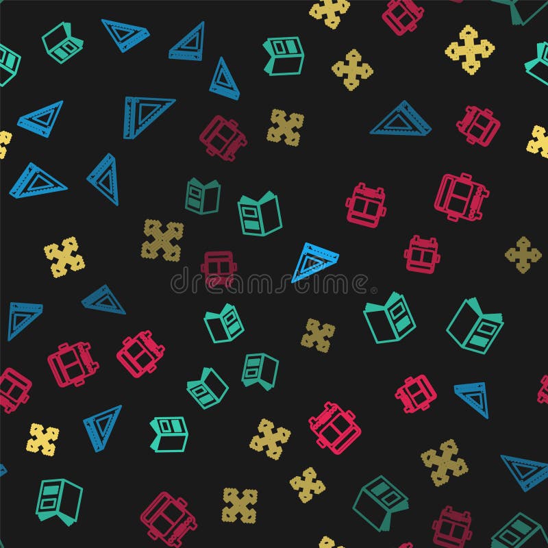 Set Line Triangular Ruler, Open Book, Pixel Arrows in Four Directions ...