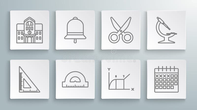 Set Line Triangular Ruler, Ringing Bell, Protractor Grid for Measuring ...