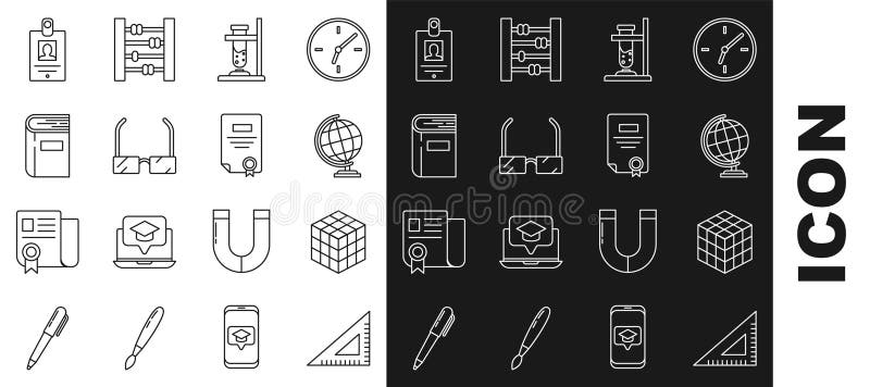 Set Line Triangular Ruler, Rubik Cube, Earth Globe, Glass Test Tube ...