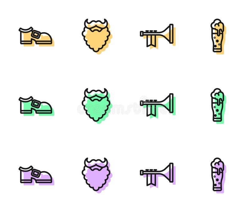 Line Trumpet Leprechaun Boot Mustache Stock Illustrations – 8 Line ...