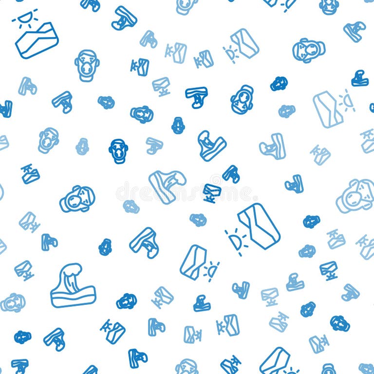 Set Line Tsunami, Drought and Face in Protective Mask on Seamless ...